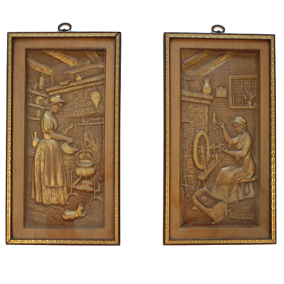 Unknown | Accents | Vintage Pair Hammered Embossed Repousse 3d Framed ...